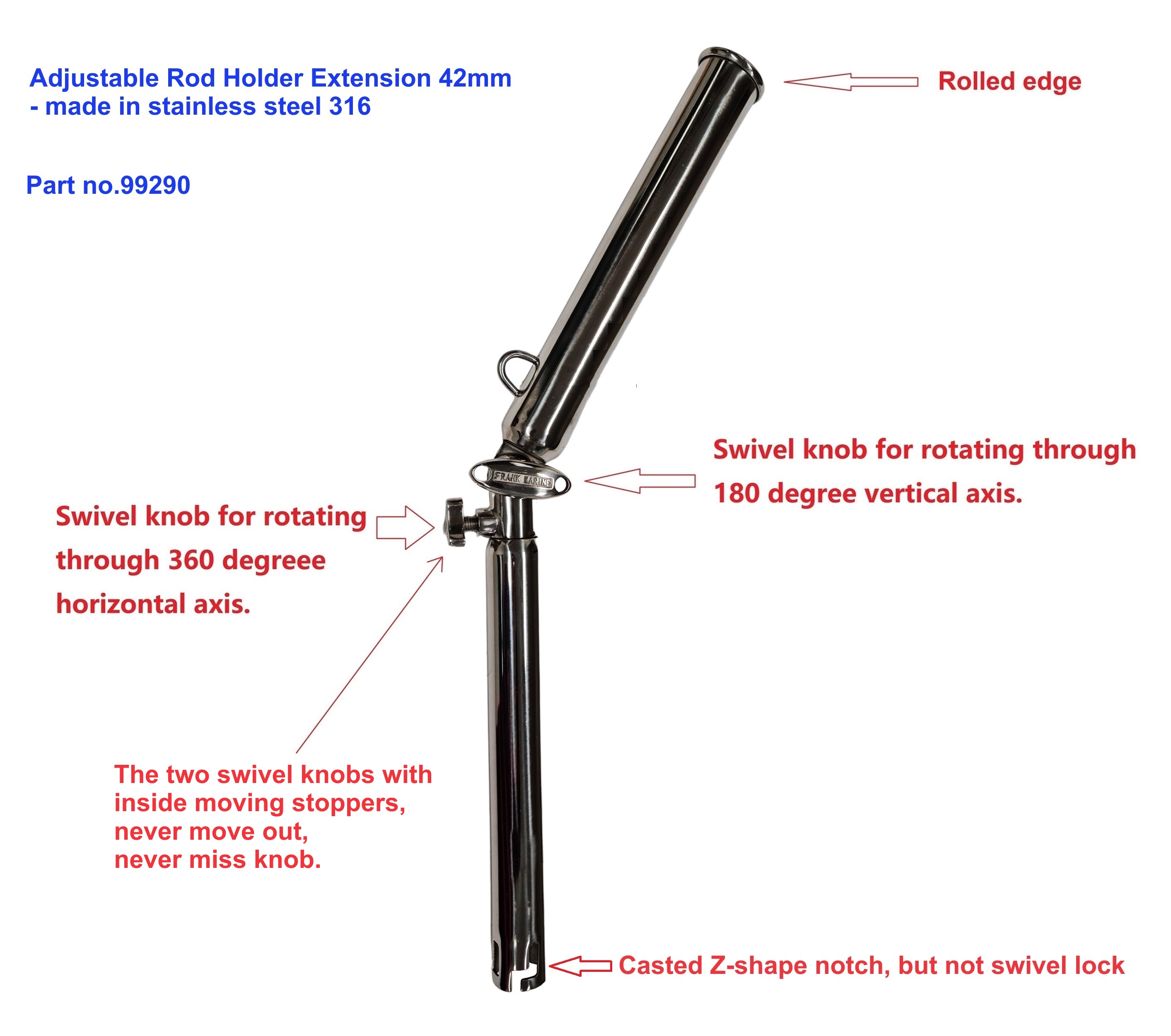 2pcs - Adjustable Rod Holder Extension 42mm_Single Rod Holder_Rod ...